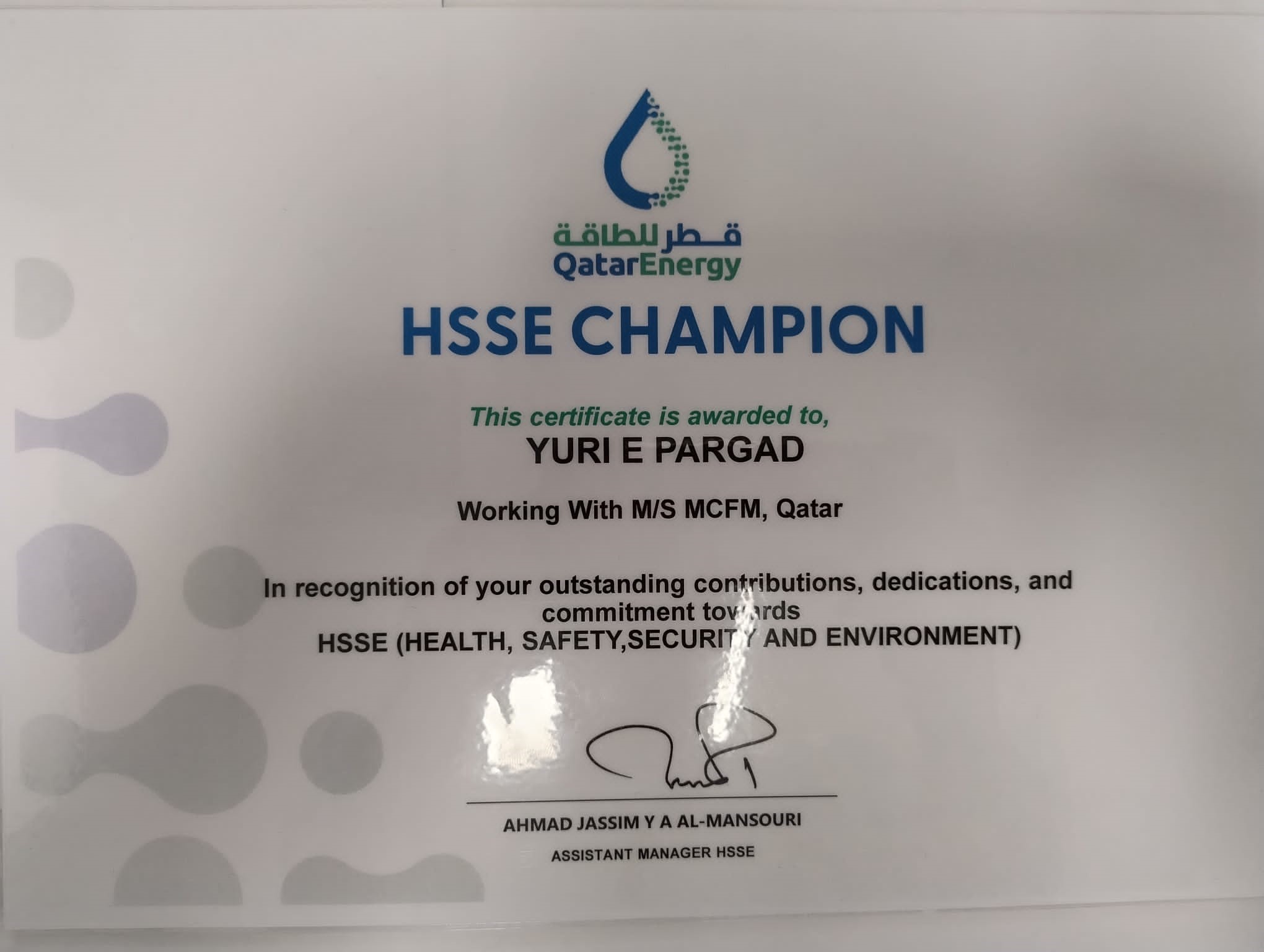 MCFM Excels at QatarEnergy HSSE Awards! - Mosanada